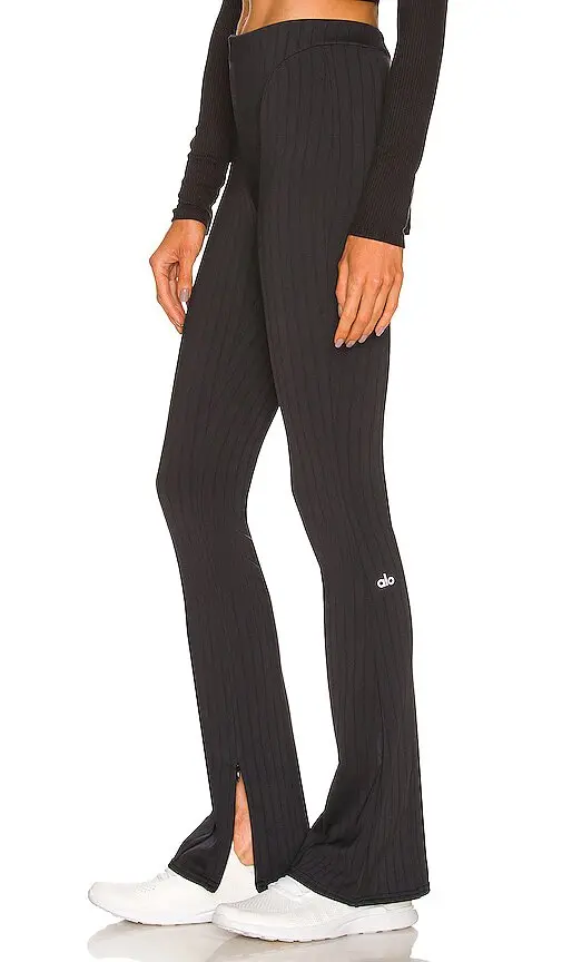 Alo Yoga High Waist Pinstripe Zip It Flare Legging In Charcoal